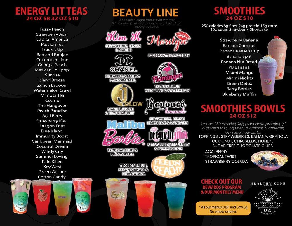Menu at Healthy Zone pub & bar, Lake Zurich
