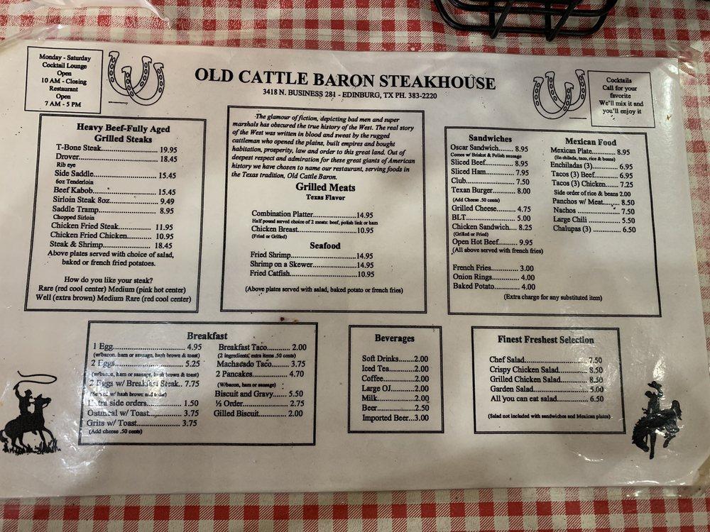 Old Cattle Baron in Edinburg - Restaurant menu and reviews