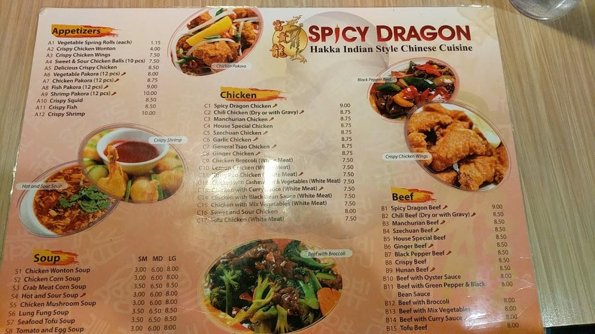 Menu at Spicy Dragon restaurant, Pickering, Kingston Rd