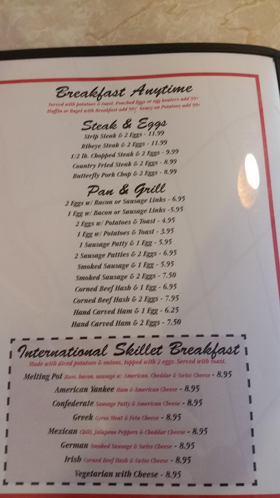 Menu at USA Restaurant, Monticello