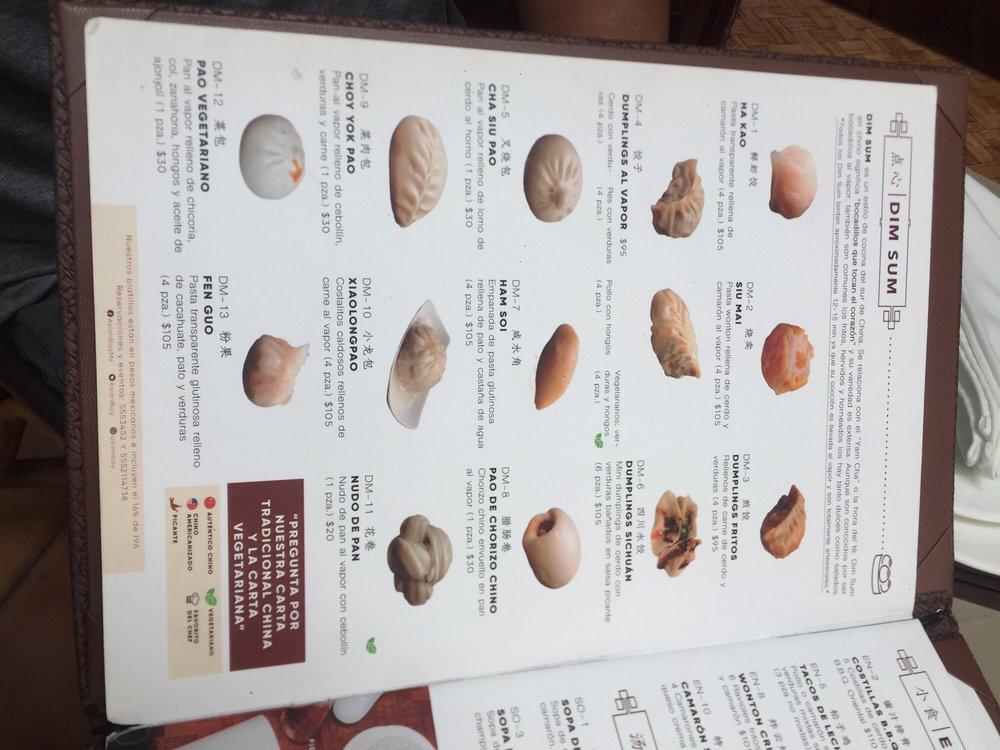 Menu at Asian Bay restaurant, Mexico City