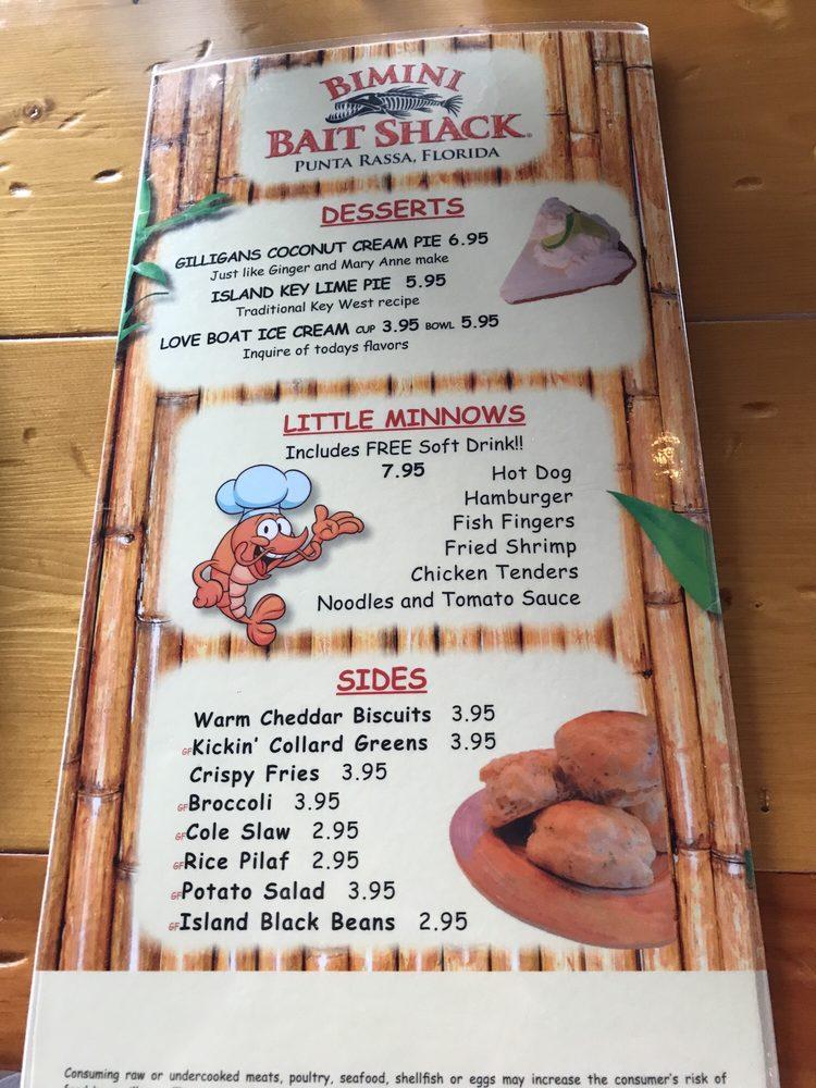 Menu at Bimini Bait Shack pub & bar, Punta Rassa