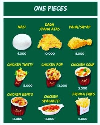 Menu at Daddys Chicken restaurant, Pekanbaru
