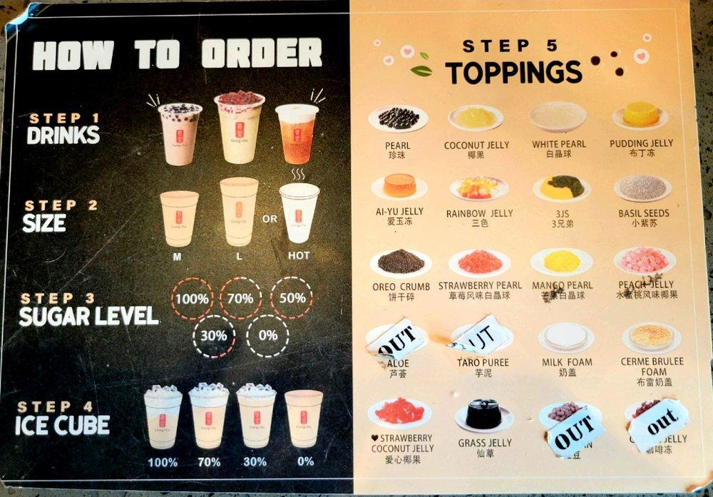 Menu at Gong Cha pub & bar, Camp Springs