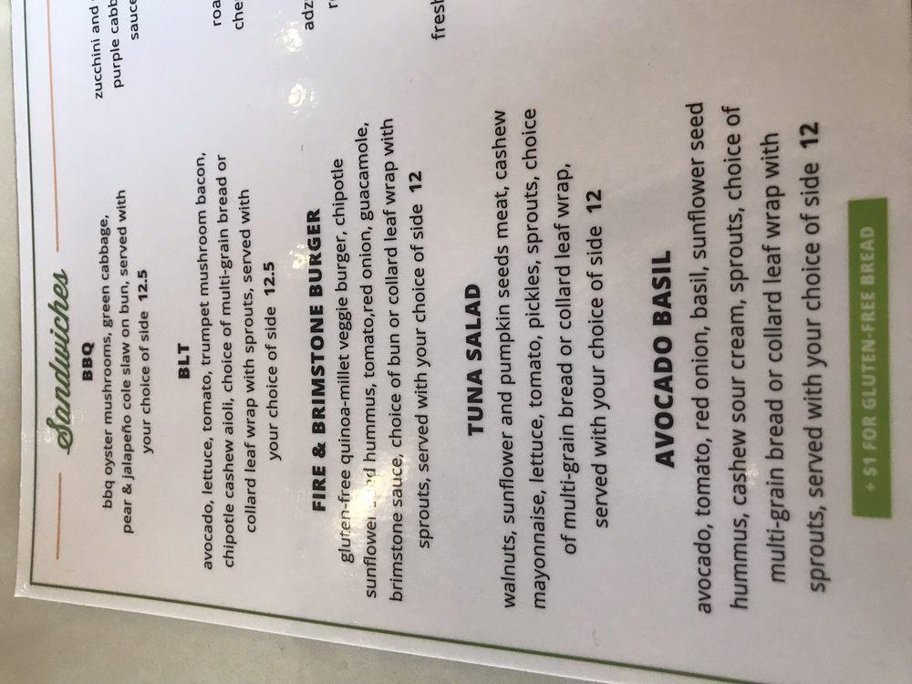 Menu at Living Kitchen restaurant, Charlotte, South Blvd Suite 300