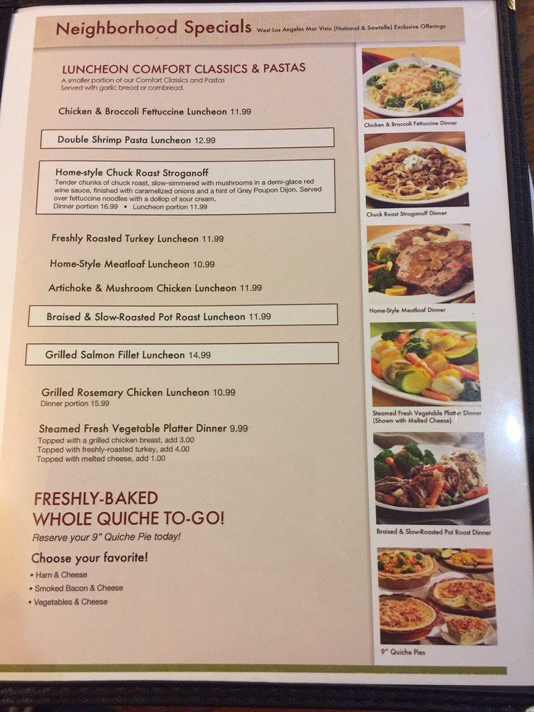 Menu at Marie Callender's Restaurant & Bakery, Los Angeles, National Blvd