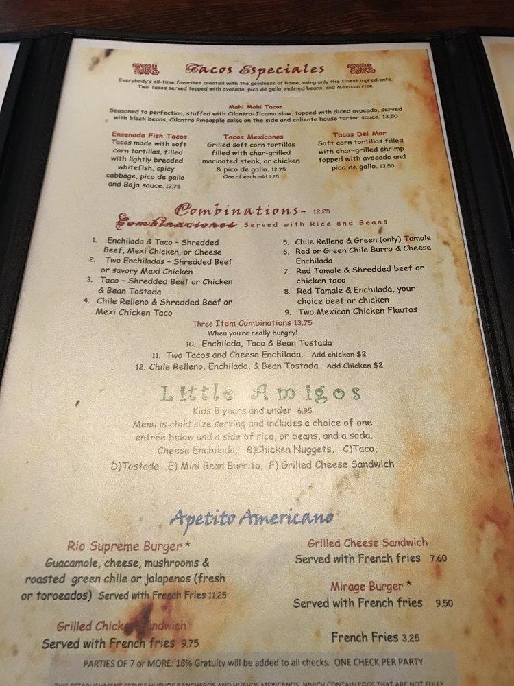 Menu at Rio Mirage Café- Surprise Location restaurant, Surprise, W Bell Rd