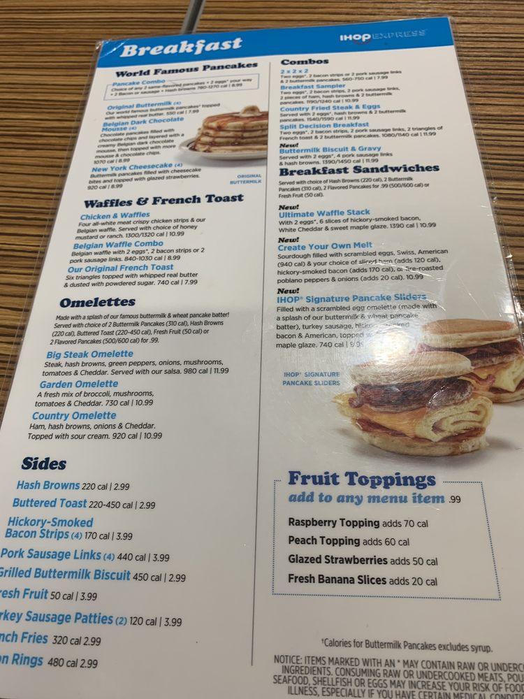 Carta del restaurante Ihop Express, Dallas, N. International Parkway