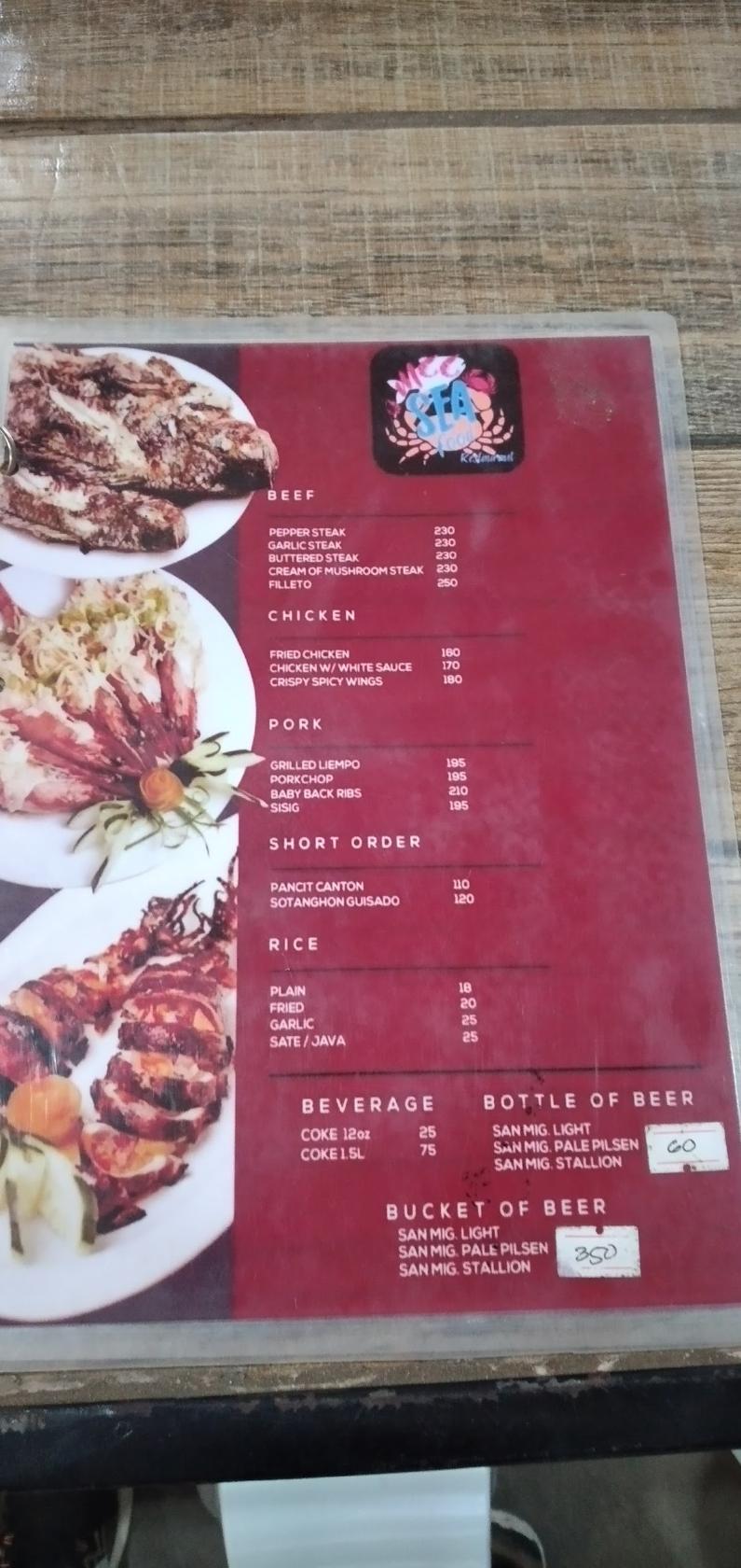 Carta de MCC seafood restaurant, Silay City, Brgy. Lantad Barangay hda ...