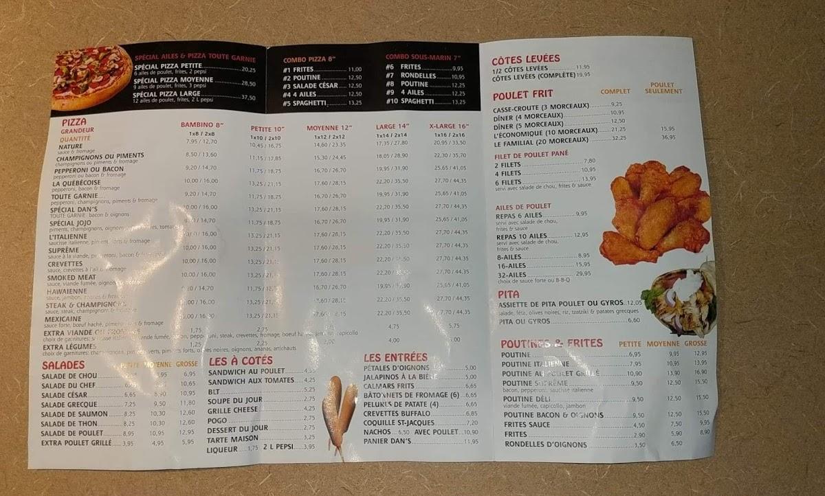Menu at Resto Dan's restaurant, Mercier
