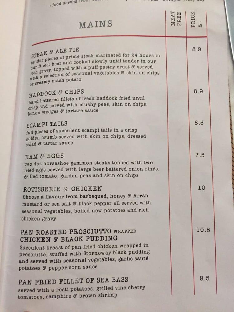 Menu at The Swan Inn pub & bar, Glasgow