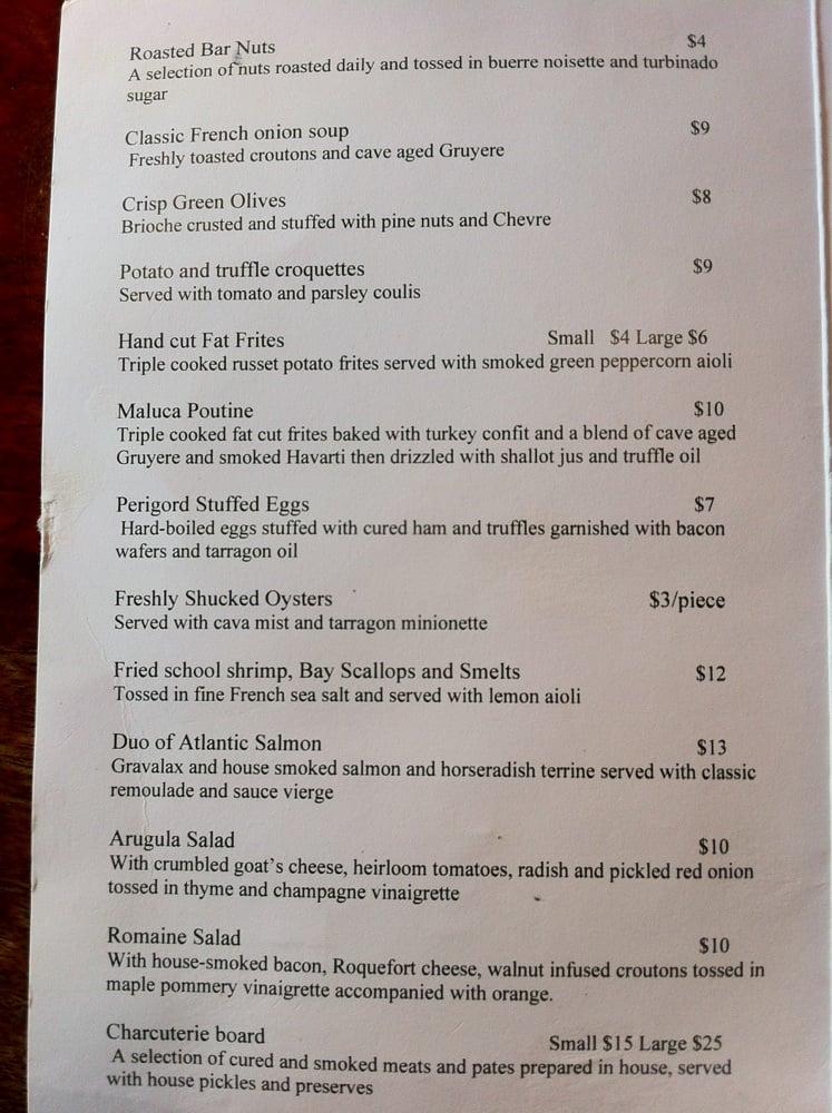 Menu at Maluca pub & bar, Oakville