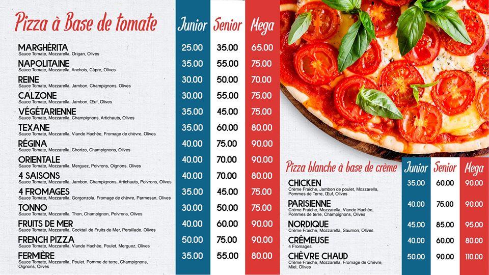 Menu at French Pizza pizzeria, Rabat