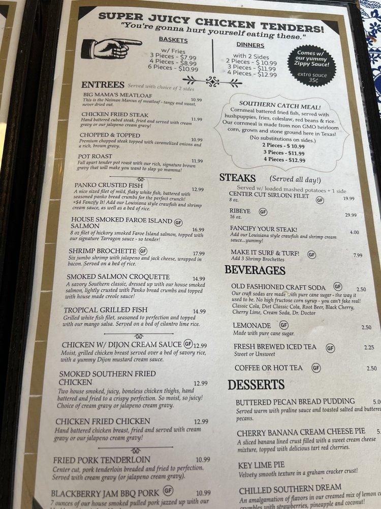 Menu at High Cotton Kitchen restaurant, Paris