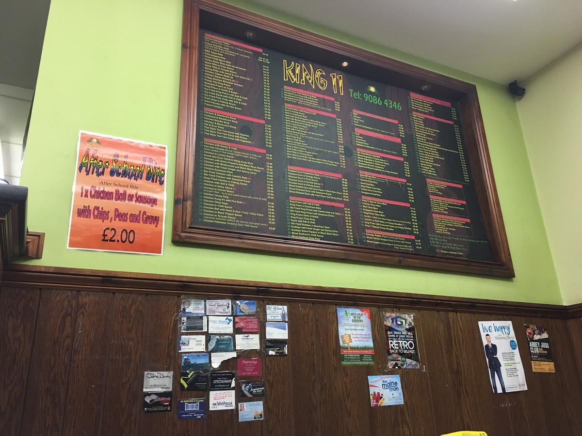 Menu at King 11 Chinese Take Away fast food, Glengormley
