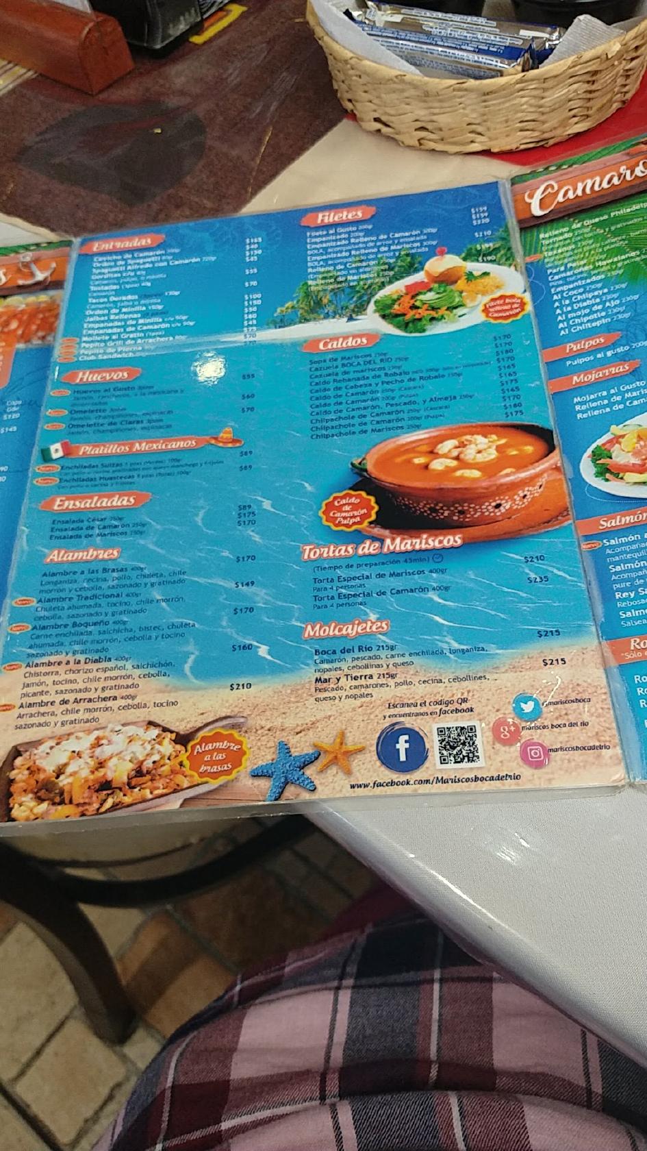 Carta del restaurante Mariscos Boca del Río, Xalapa Enríquez, Atenas ...