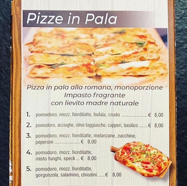 Menu da Pizza forma pizzeria, Noventa Vicentina
