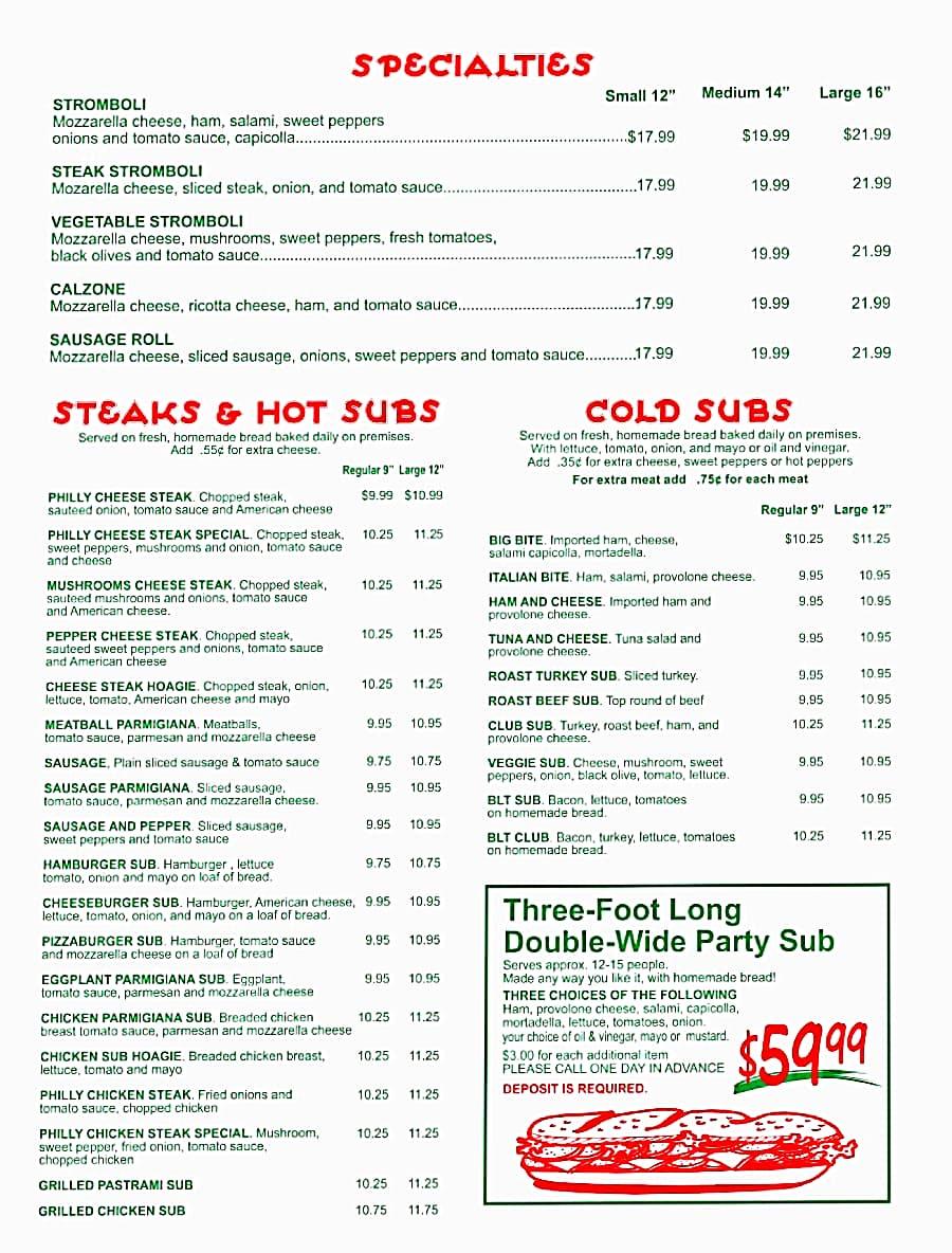Menu at T & M Pizza Italian Restaurant, Coolidge
