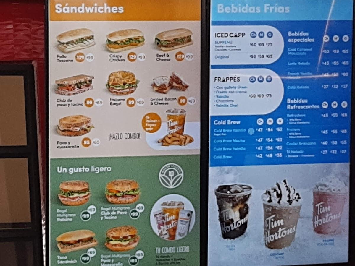 Carta de cafetería Tim Hortons La Fe, San Nicolás de los Garza, Av ...