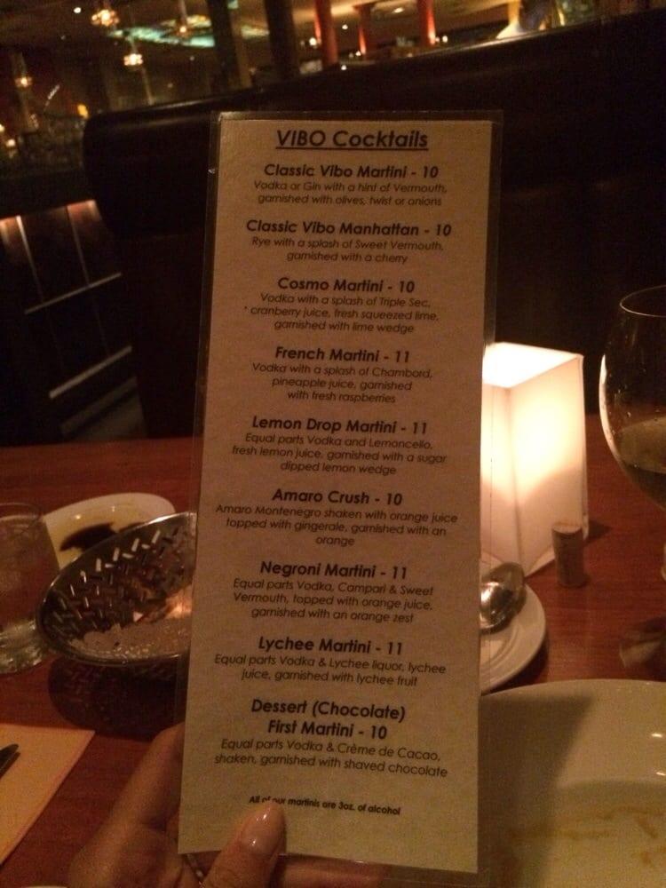 Menu at ViBo Restaurant, Toronto