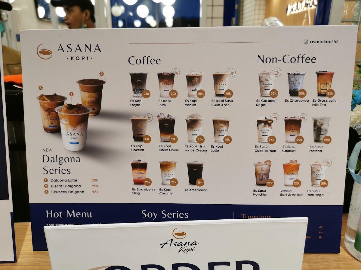 Menu at Asana Kopi, Surabaya, Blok RA No