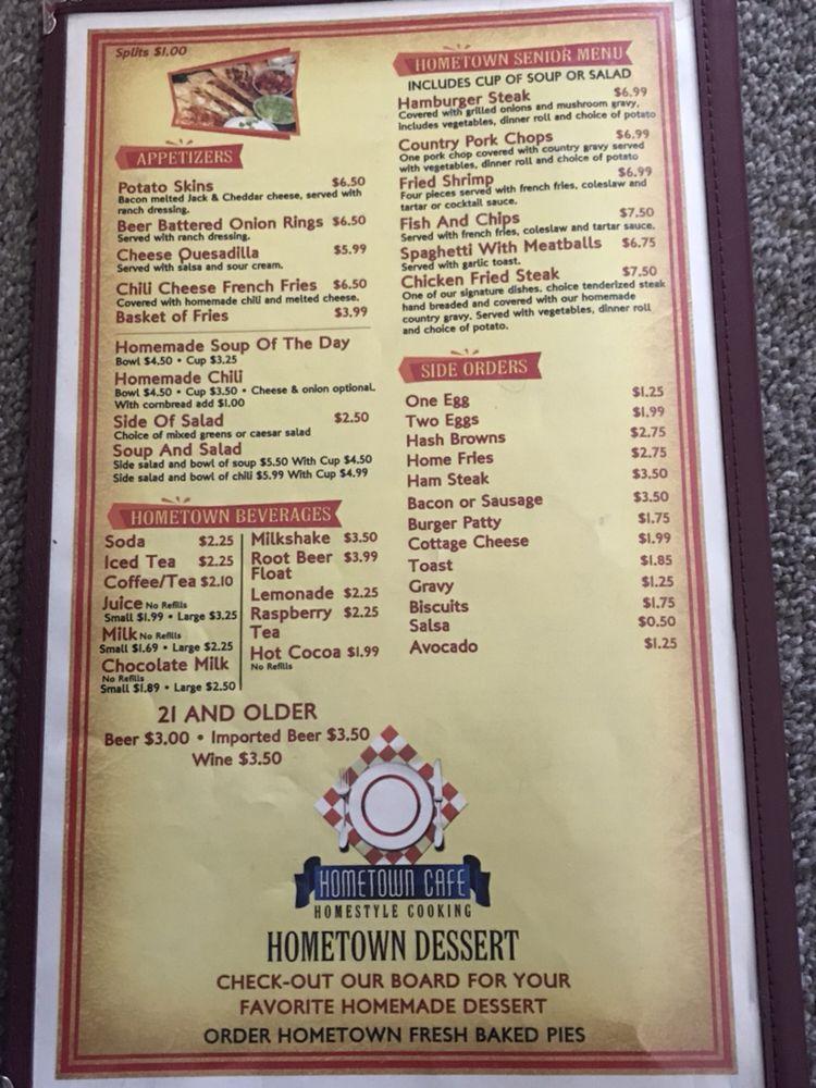 Menu at Hometown Café cafe, Reno