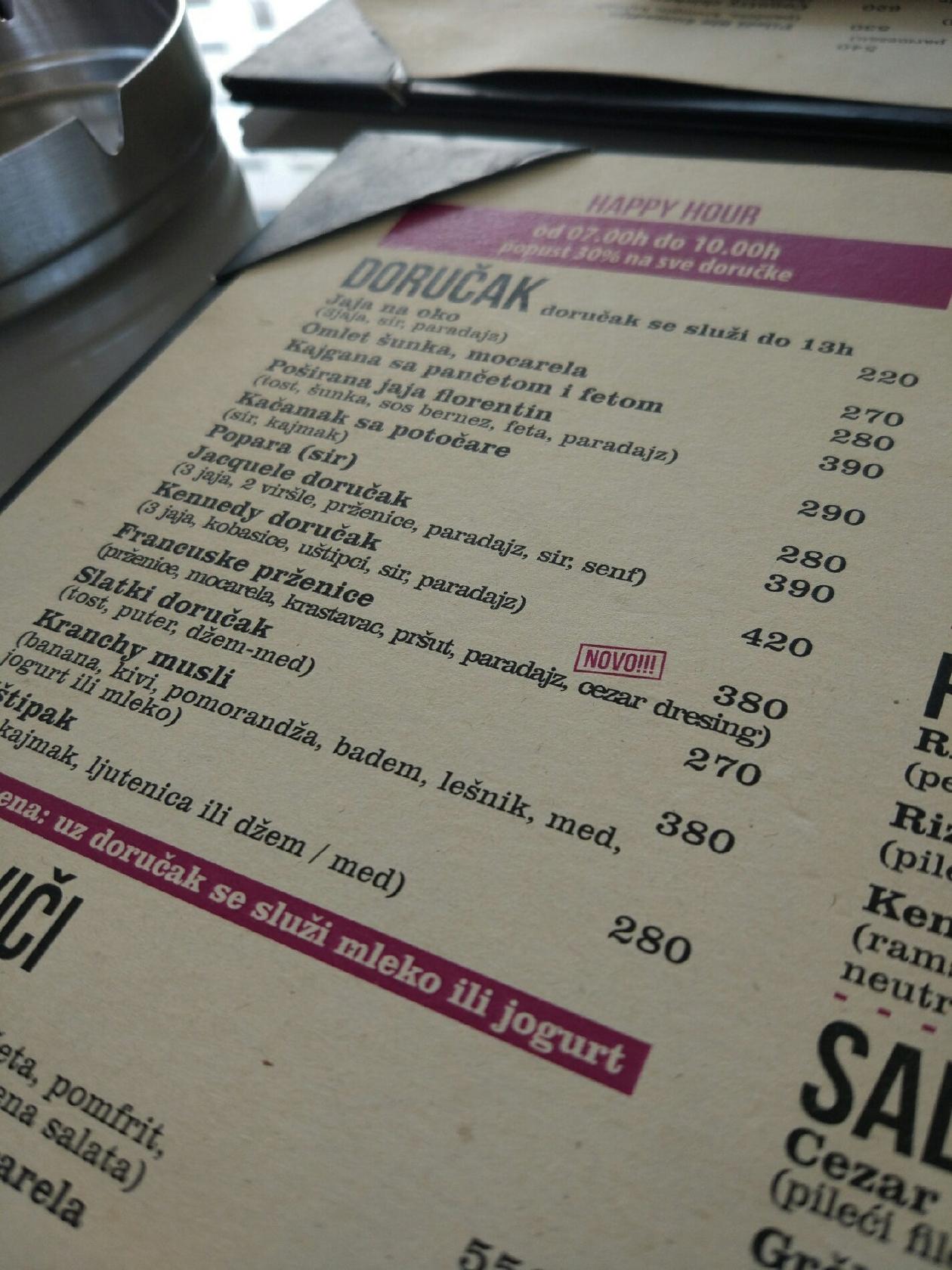 Menu at Restoran BARIK, Belgrade