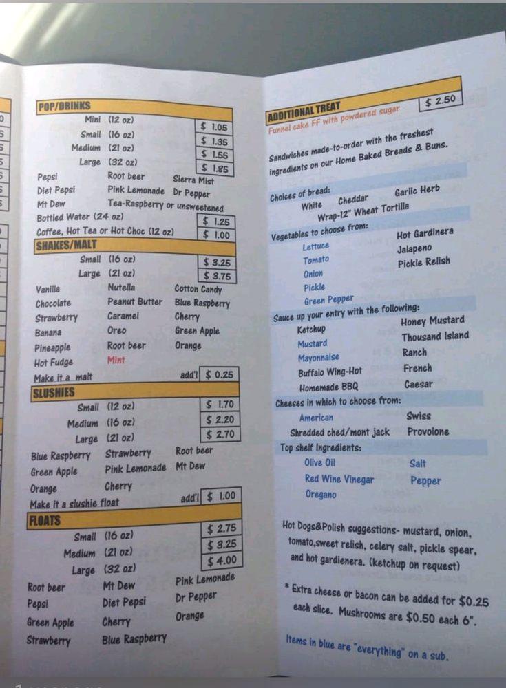 Menu at Screamers Ice Cream fast food, Shabbona