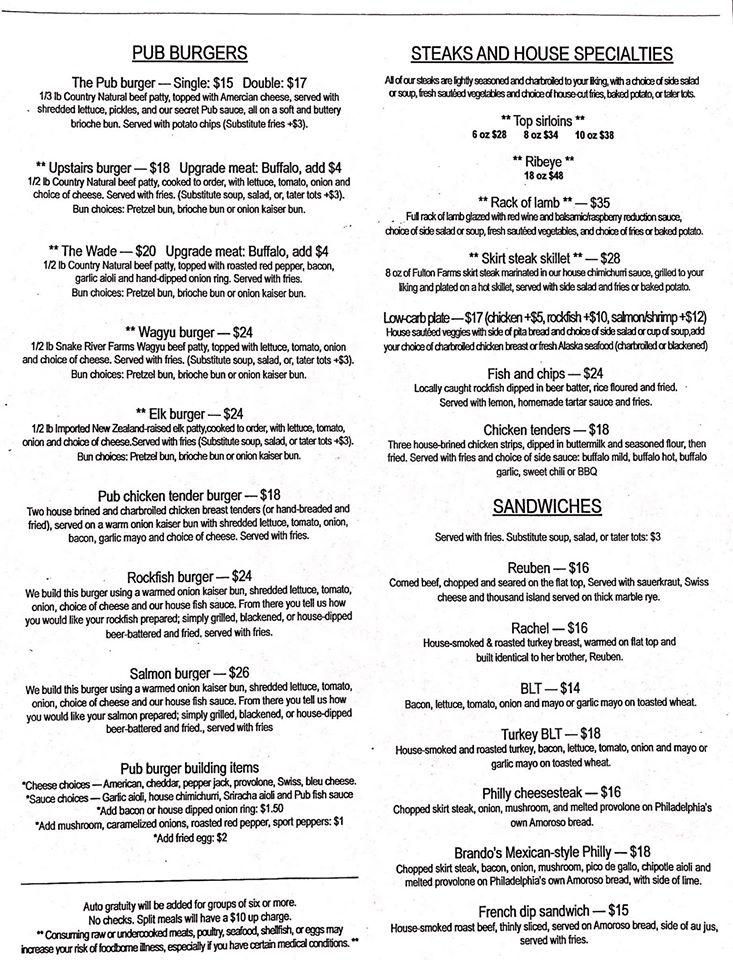 Menu at Bayview Restaurant, Sitka, 407 Lincoln St Upstairs