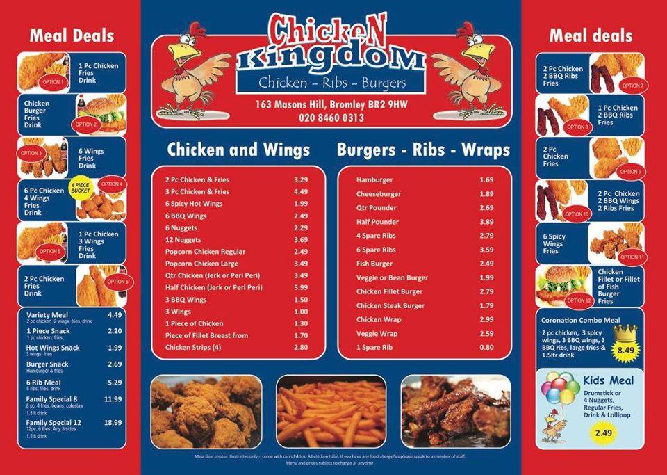 Menu at Chicken Kingdom restaurant, Bromley