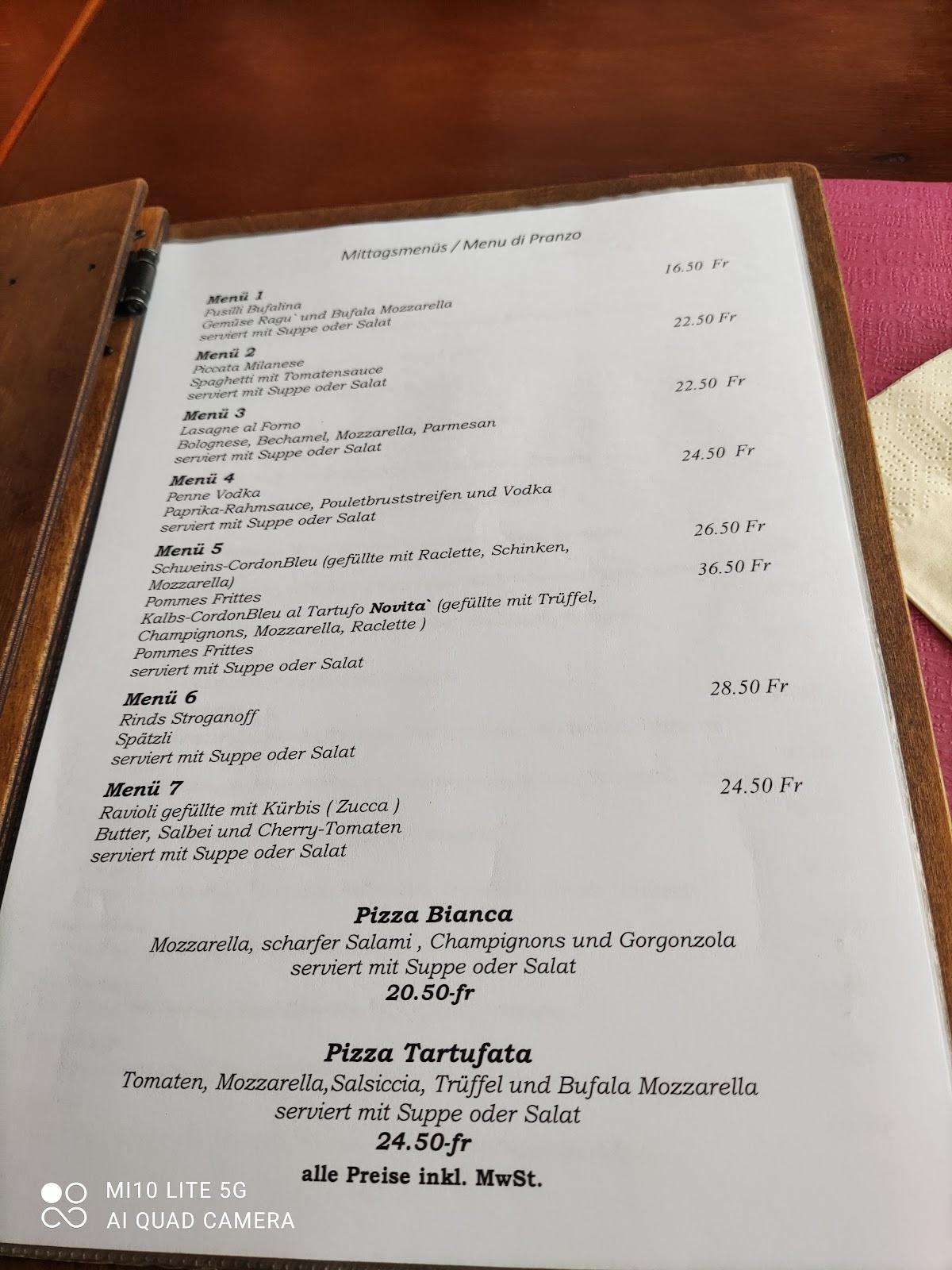 Menu da Da Michele, Zurigo, Grubenstrasse 12