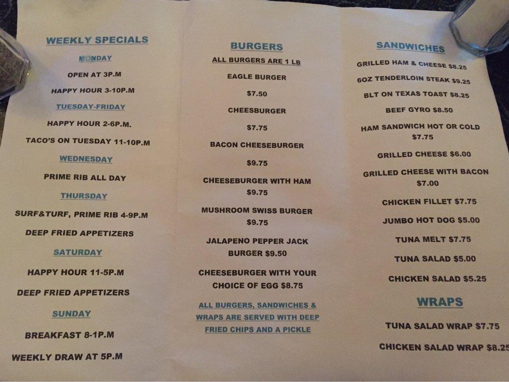 Menu at Eagle Crest Bar, Madison, Co Rd T