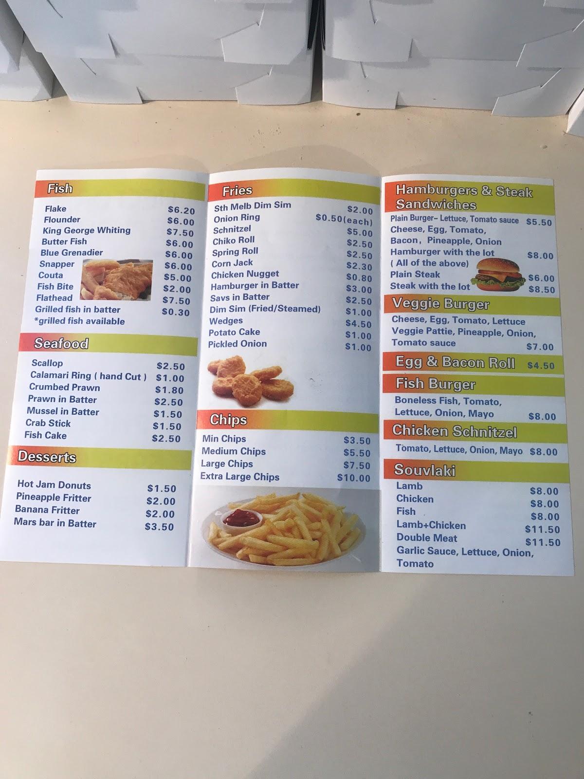 Menu at Hector's Seafoods restaurant, Rye