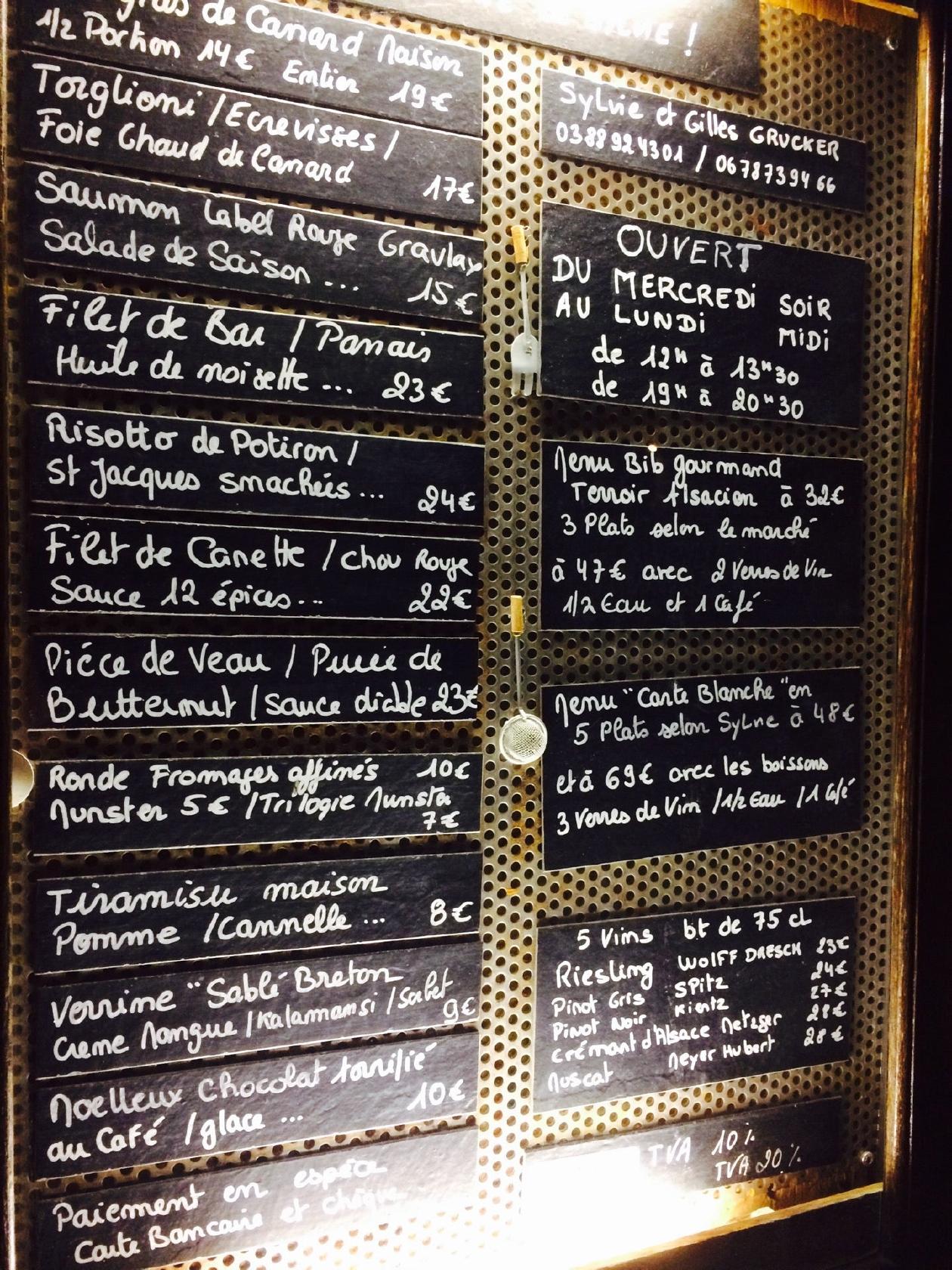 Menu au Le Pressoir de Bacchus restaurant, Blienschwiller