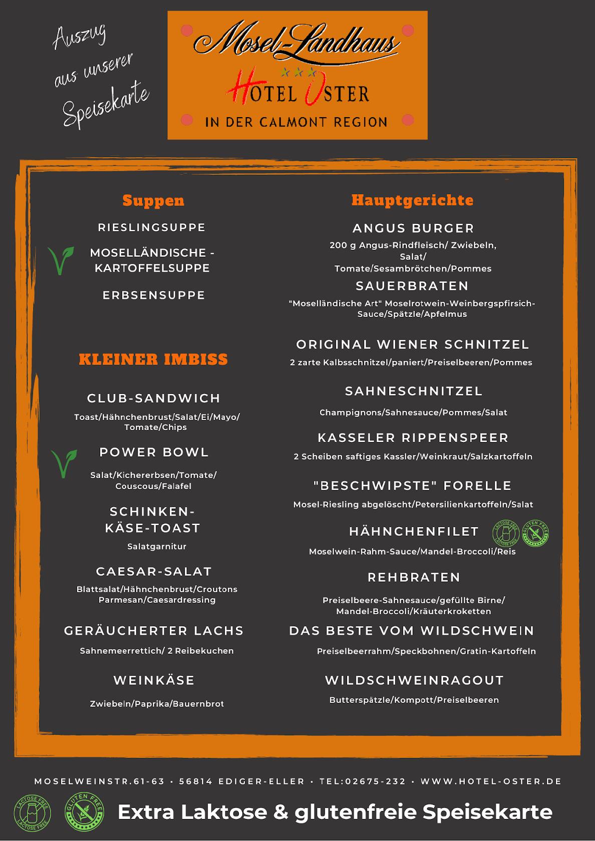 Speisekarte von Mosel-Landhaus Hotel Oster Restaurant & Café, Ediger-Eller