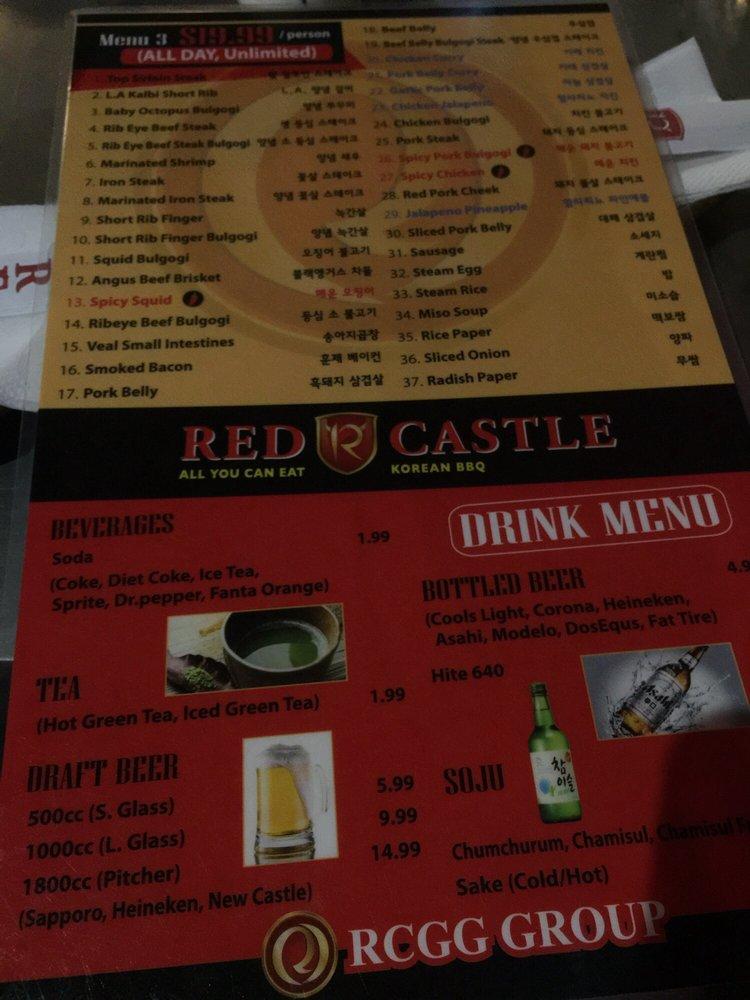 Menu at Red Castle Korean BBQ, Garden Grove