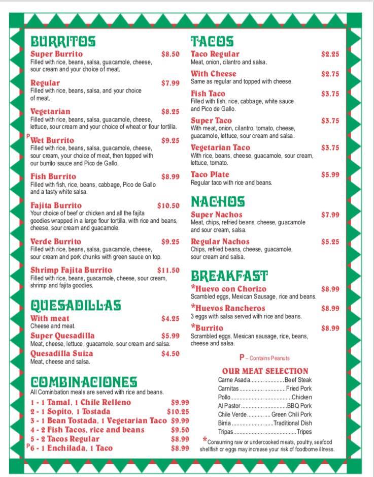 Carta del restaurante Taco Loco, Wenatchee