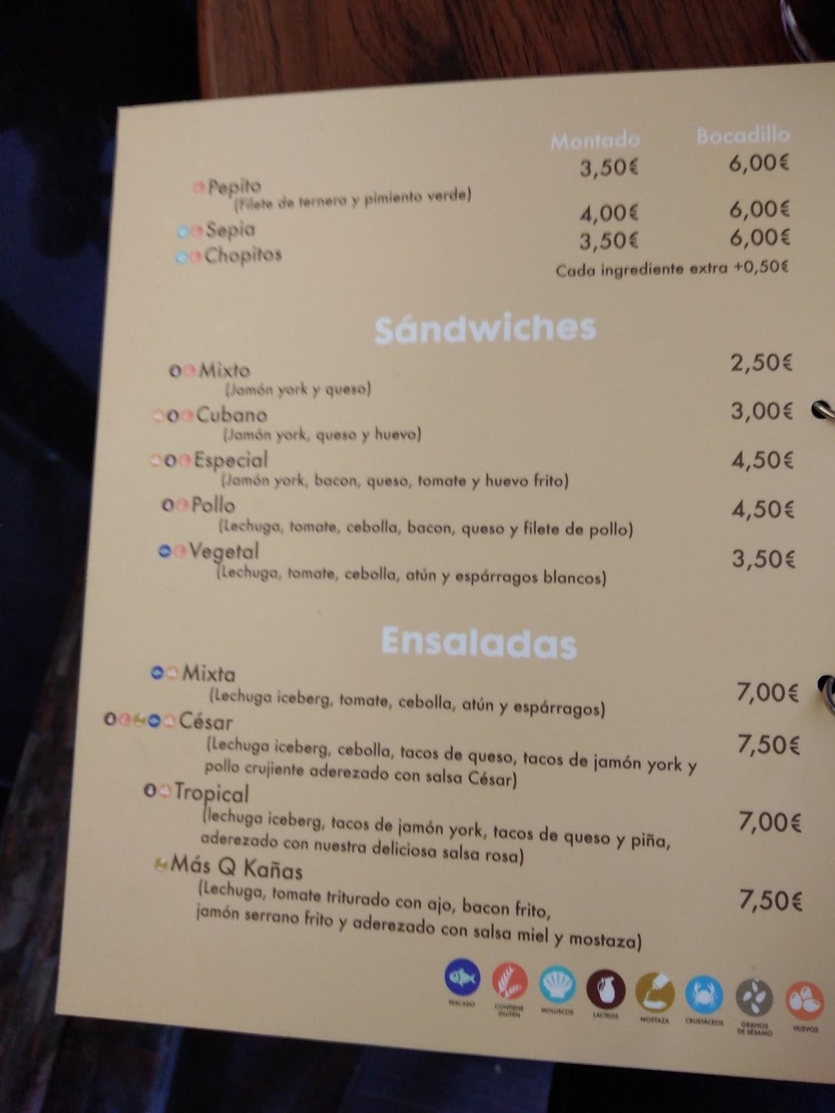 Menu at + que Kañas - El Tapeo pub & bar, Griñón