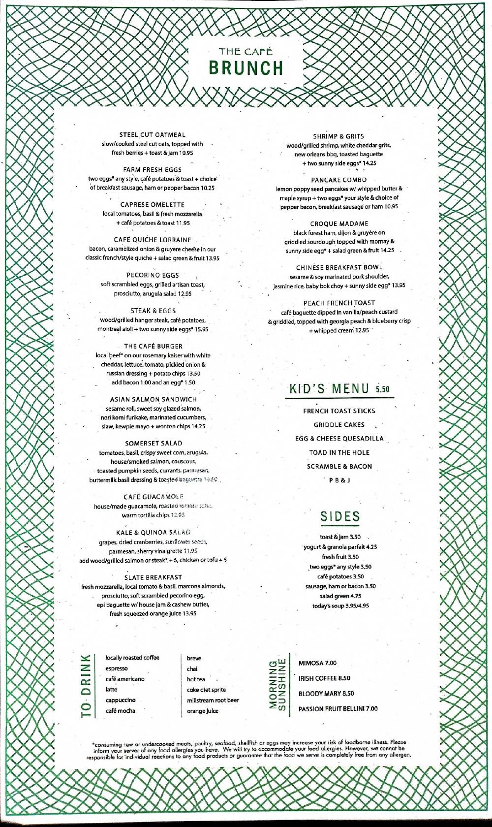 Menu at The Cafe, Ames