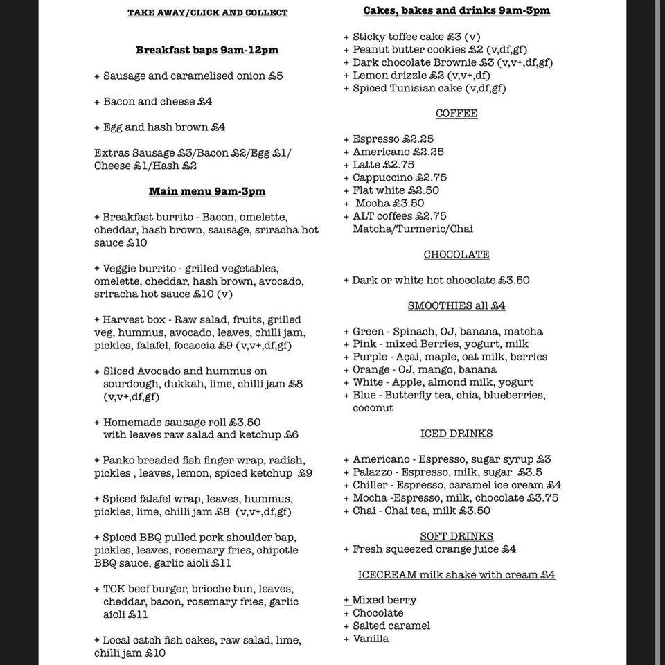Menu at The Curious Kitchen cafe, Brixham