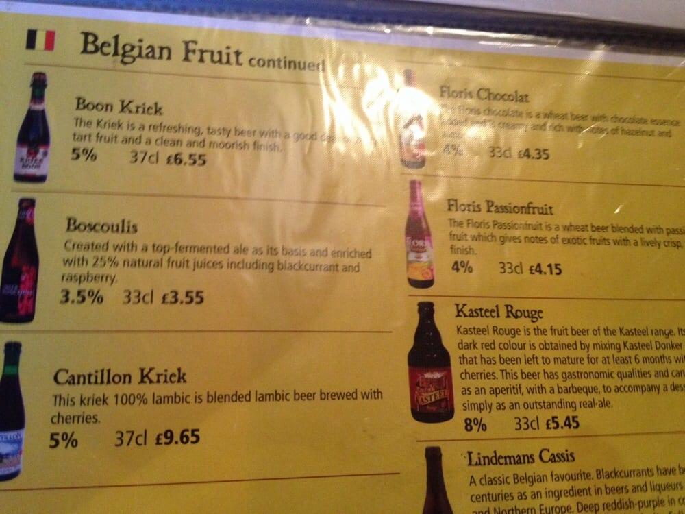 Menu at Belgian Bar, Altrincham