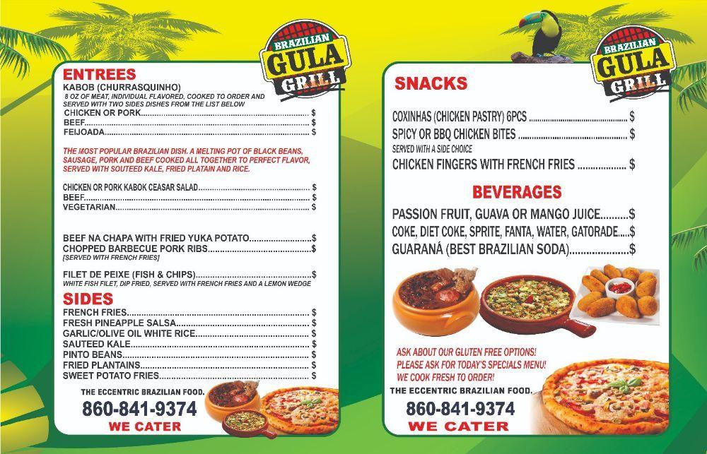 Menu at Brazilian Gula Grill, Hartford, Downtown