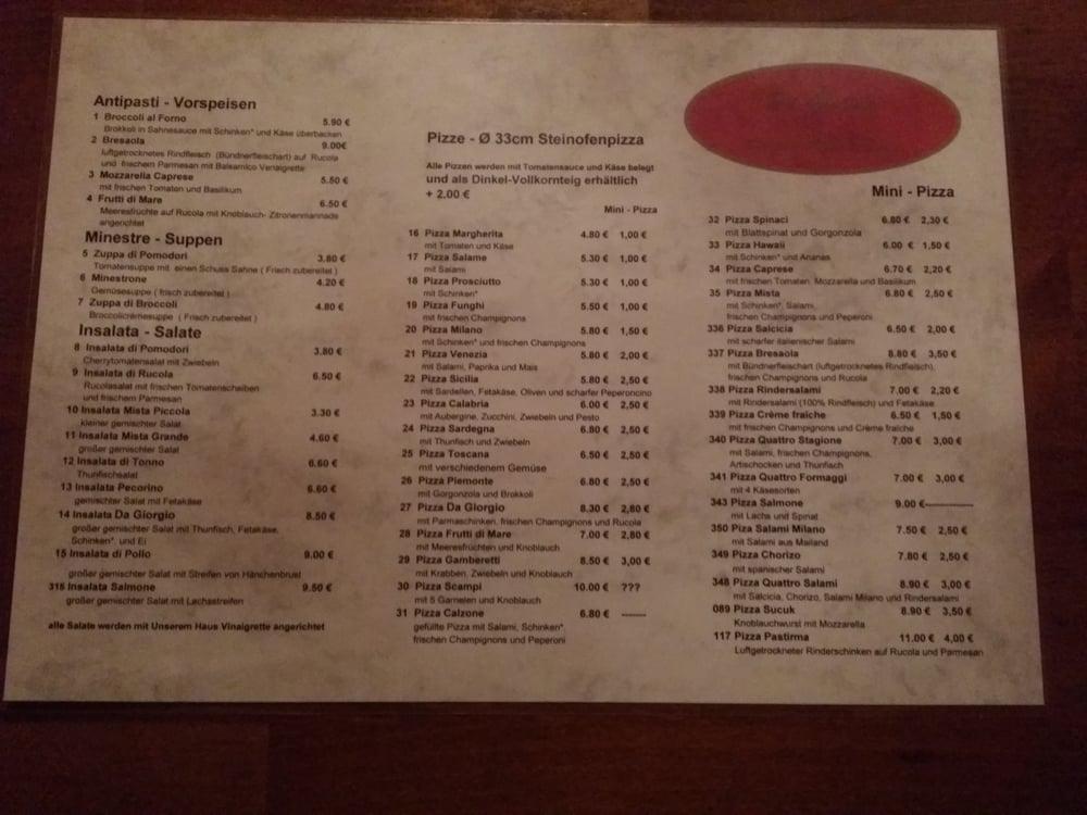 Speisekarte von Da Giorgio pizza, Berlin, Uhlandstraße 153
