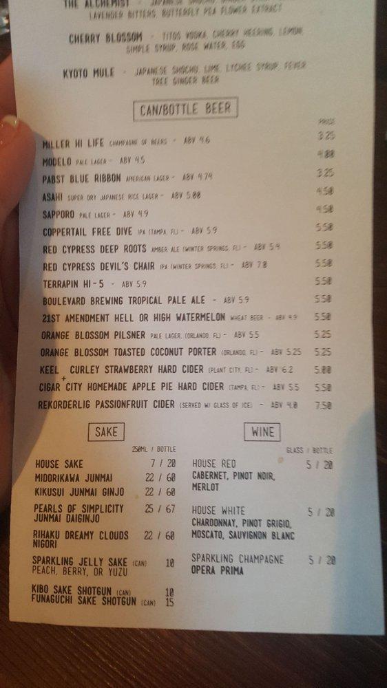 Menu at DOMU pub & bar, Orlando, 3201 Corrine Dr Suite 100