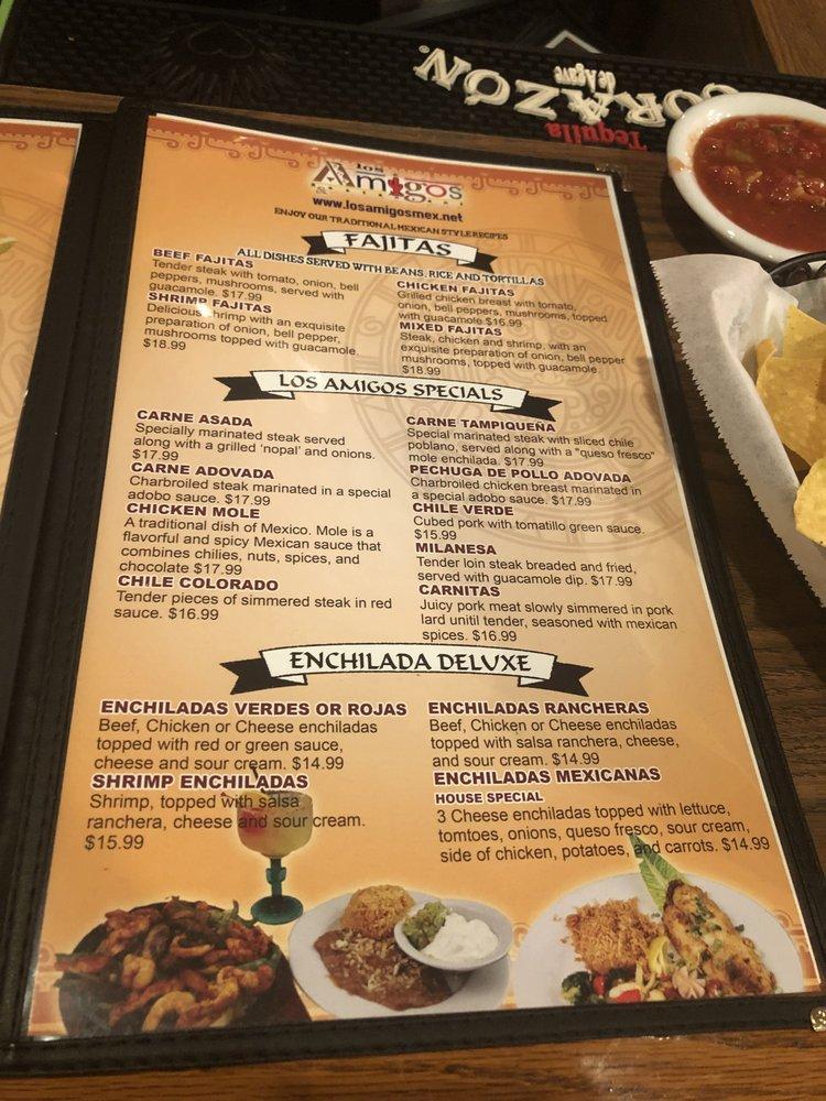 Menu at Los Amigos restaurant, Fresno, W Shaw Ave
