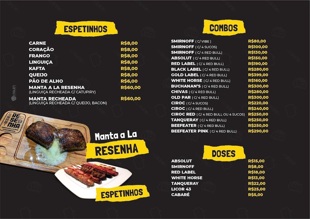 Menu em Lounge bar resenhas, Praia Grande