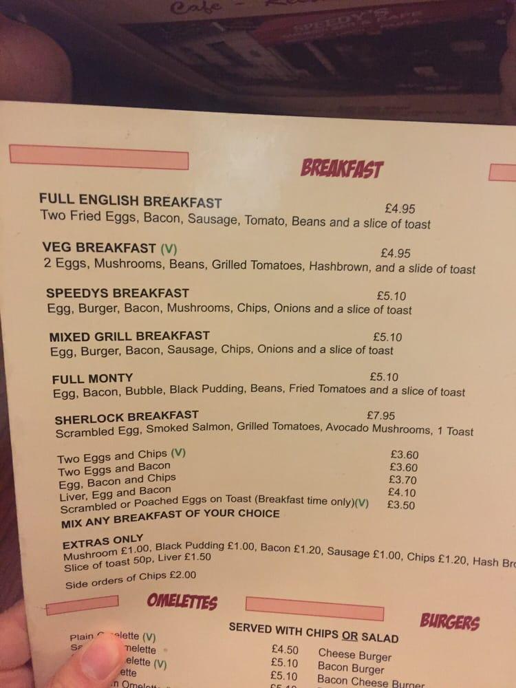 Menu at Speedy's Sandwich Bar & Cafe, London, 187 N Gower St