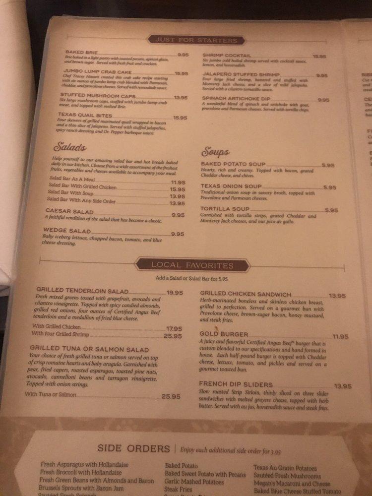 Menu at Taste of Texas pub & bar, Houston
