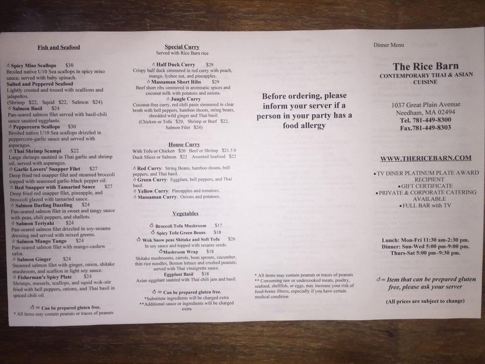 Carta de The Rice Barn, Needham