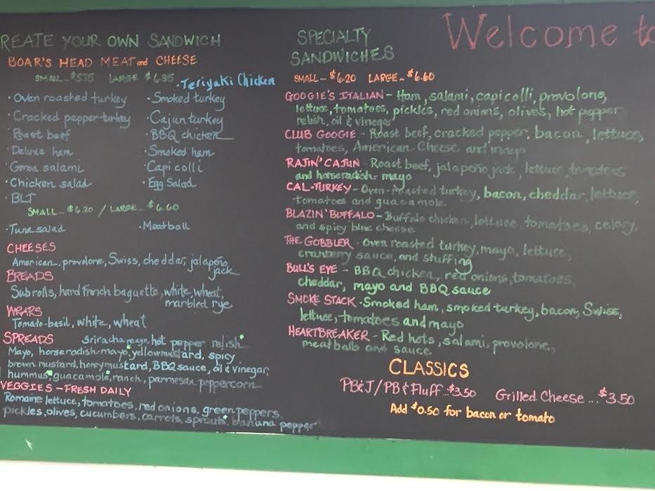 Menu at Googie's Sandwich Shoppe, Portsmouth